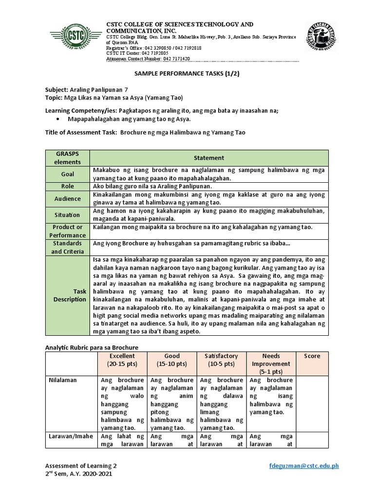 DeChavez Assignment No.3.-Rubrics | PDF