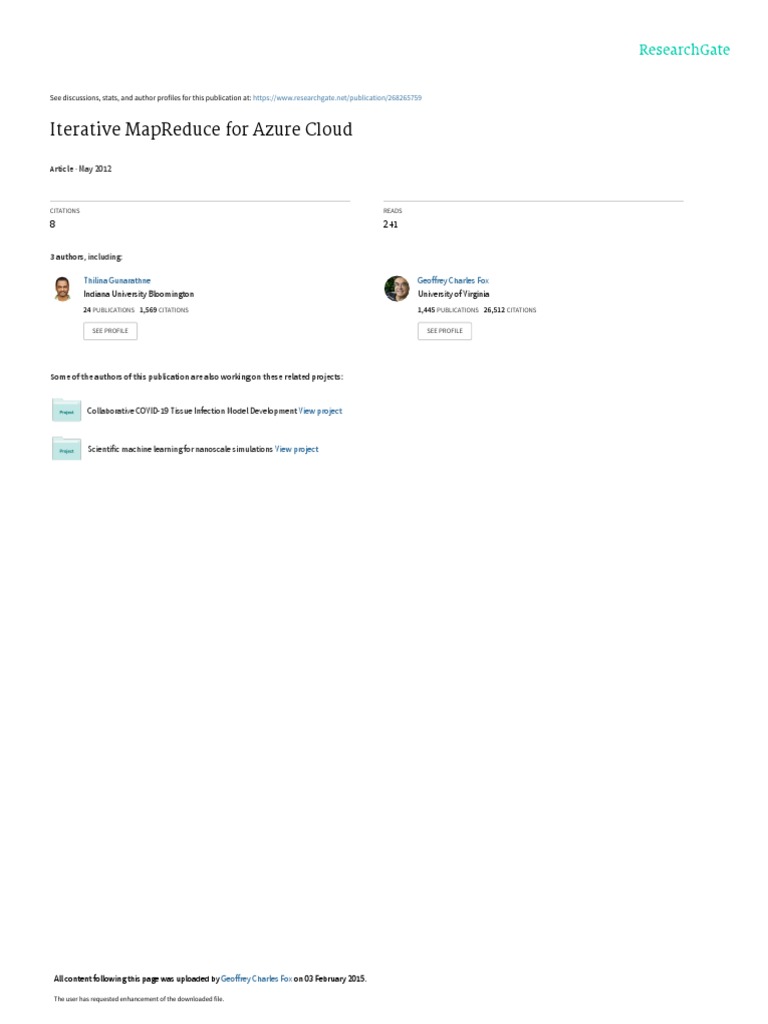 Iterative MapReduce For Azure Cloud | PDF | Map Reduce | Cloud Computing