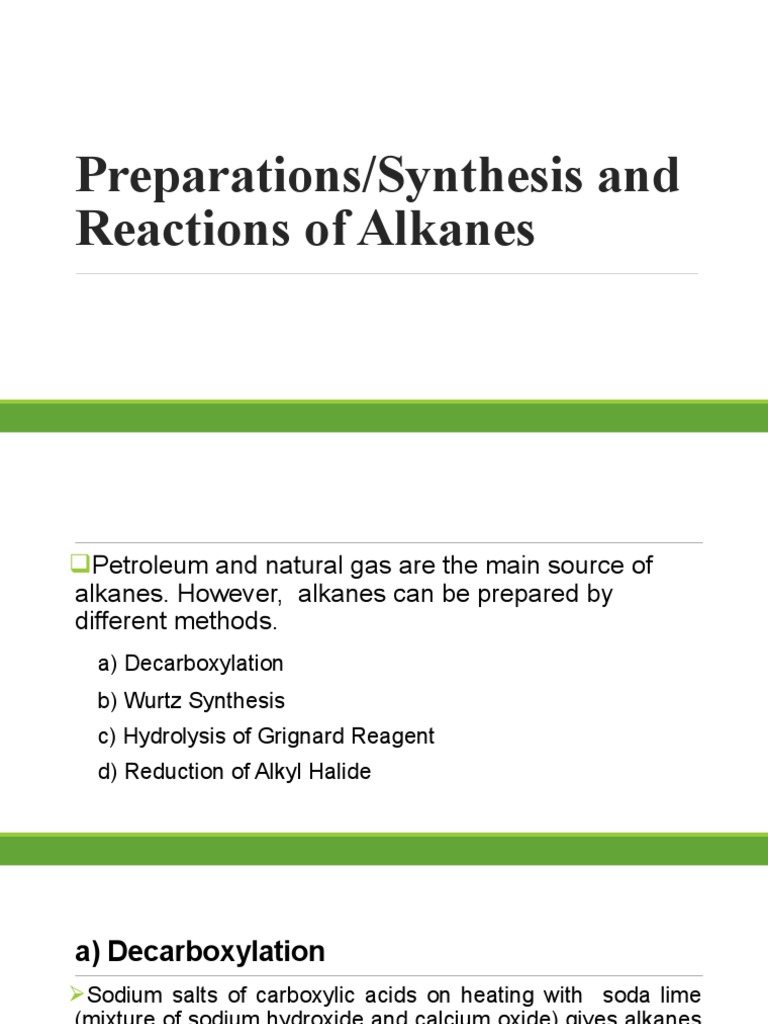 Preparations and Reactions of Alkanes | PDF | Alkane | Chemical Reactions