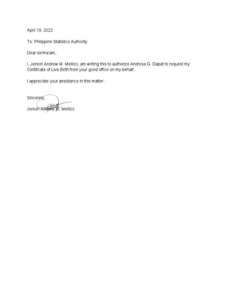 Authorization Letter | PDF