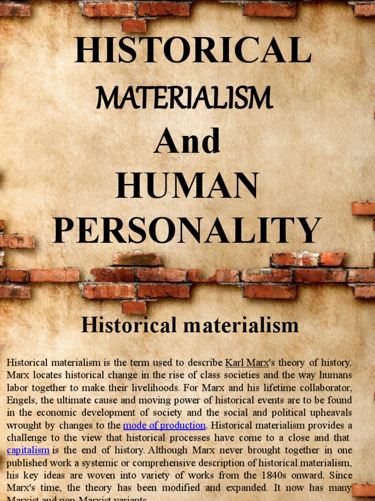 Historical Materialism & Personality | PDF | Karl Marx | Sociological ...