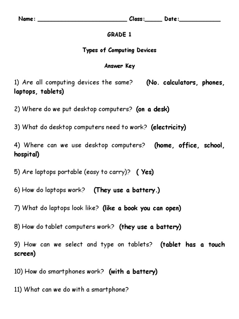 Grade 1 Types of Computing | PDF | Laptop | Desktop Computer