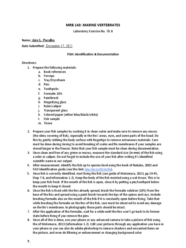 Lab Exercise No. 7-8 - Guidelines & Sample Output | PDF | Fish ...