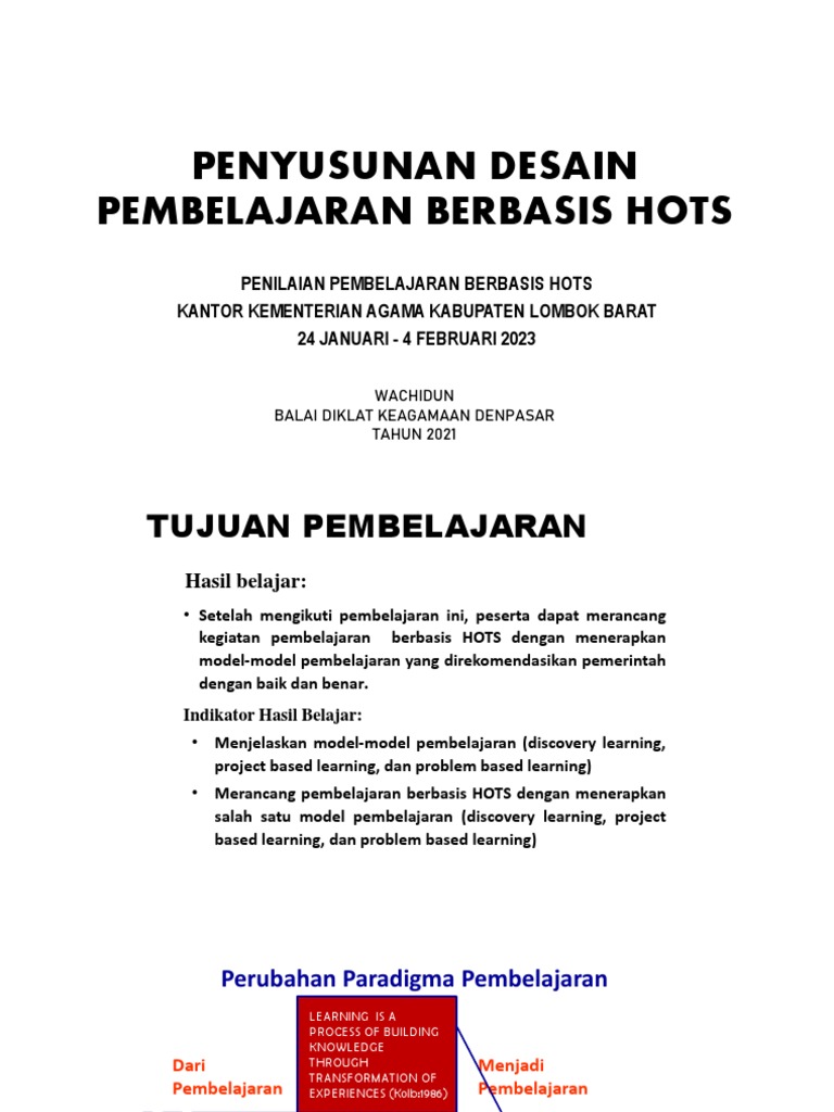 Desain Pembelajaran Berbasis HOTS | PDF