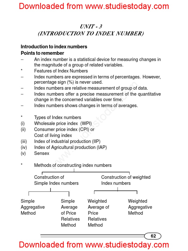 CBSE Class 11 Economics Introduction To Index Numbers | PDF | Cost Of Living | Consumer Price Index