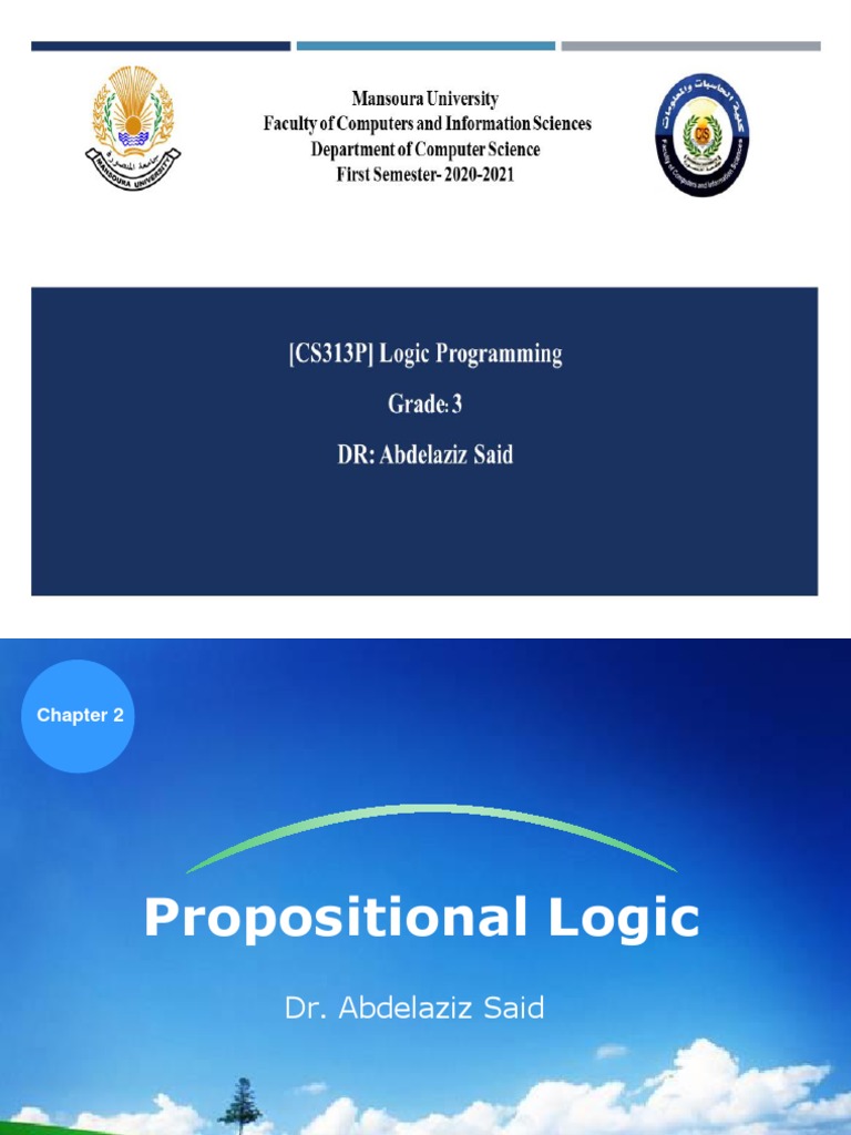 Propositional Logic: Dr. Abdelaziz Said | PDF | Proposition | Logic