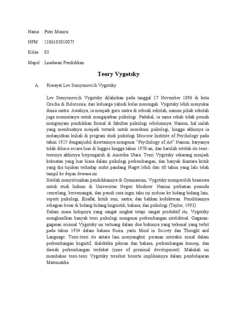 Teori Vygotsky | PDF