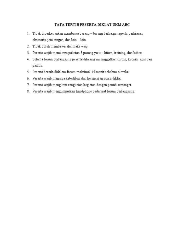 Tata Tertib Peserta Diklat | PDF