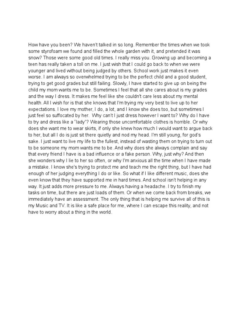 Monologue About Being A Child With Strict Mother | PDF