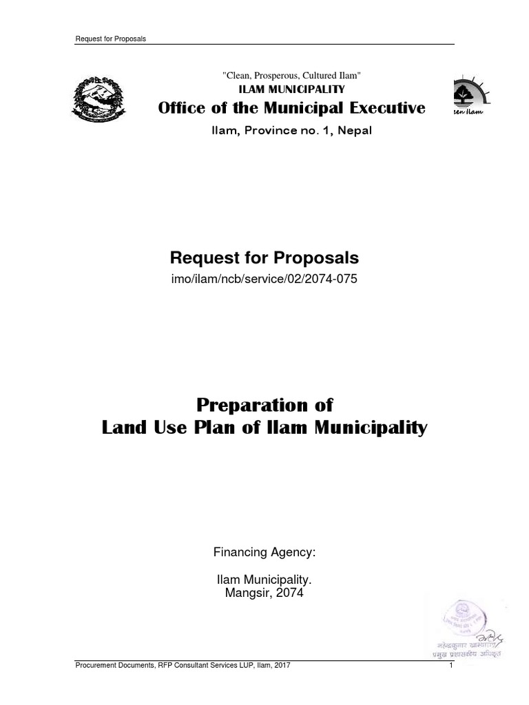 RFP Ilam Mun Land Use Plan 074.075 | PDF | Consultant | Request For ...
