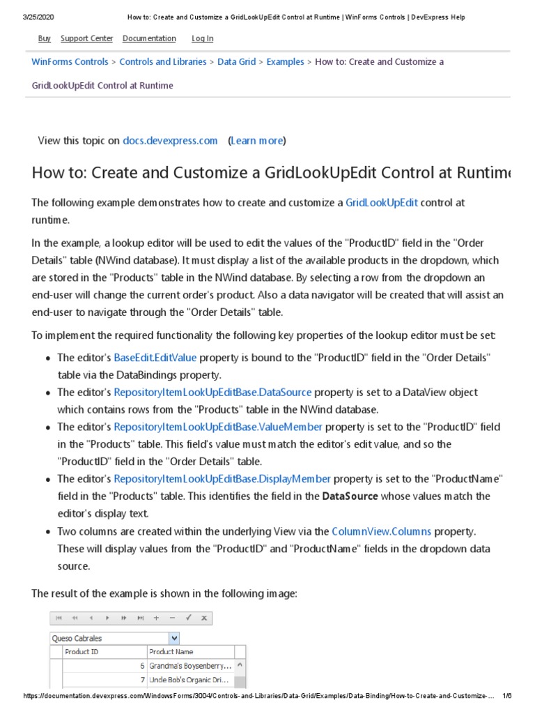 How To - Create and Customize A GridLookUpEdit Control at Runtime - WinForms Controls ...