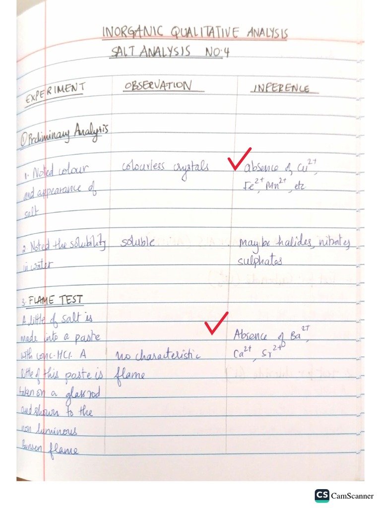 Salt Analysis No. 4 Corrected | PDF
