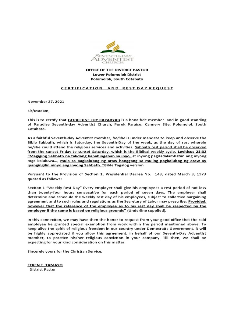 Restday Request | PDF