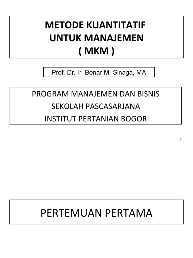 Kuliah MKM | PDF