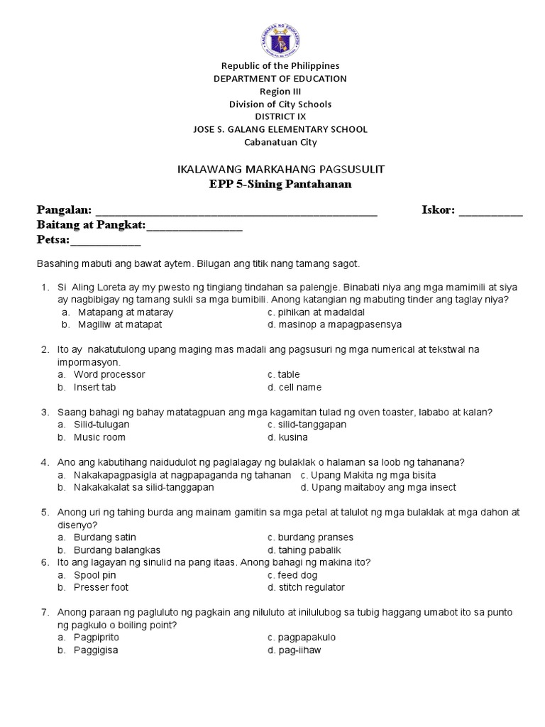 PT - Epp-He 5 - Q1 | PDF