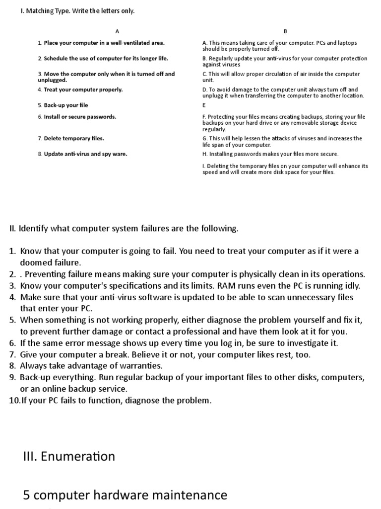 Summative Computer Maintenance css10 | PDF | Computer File | Backup