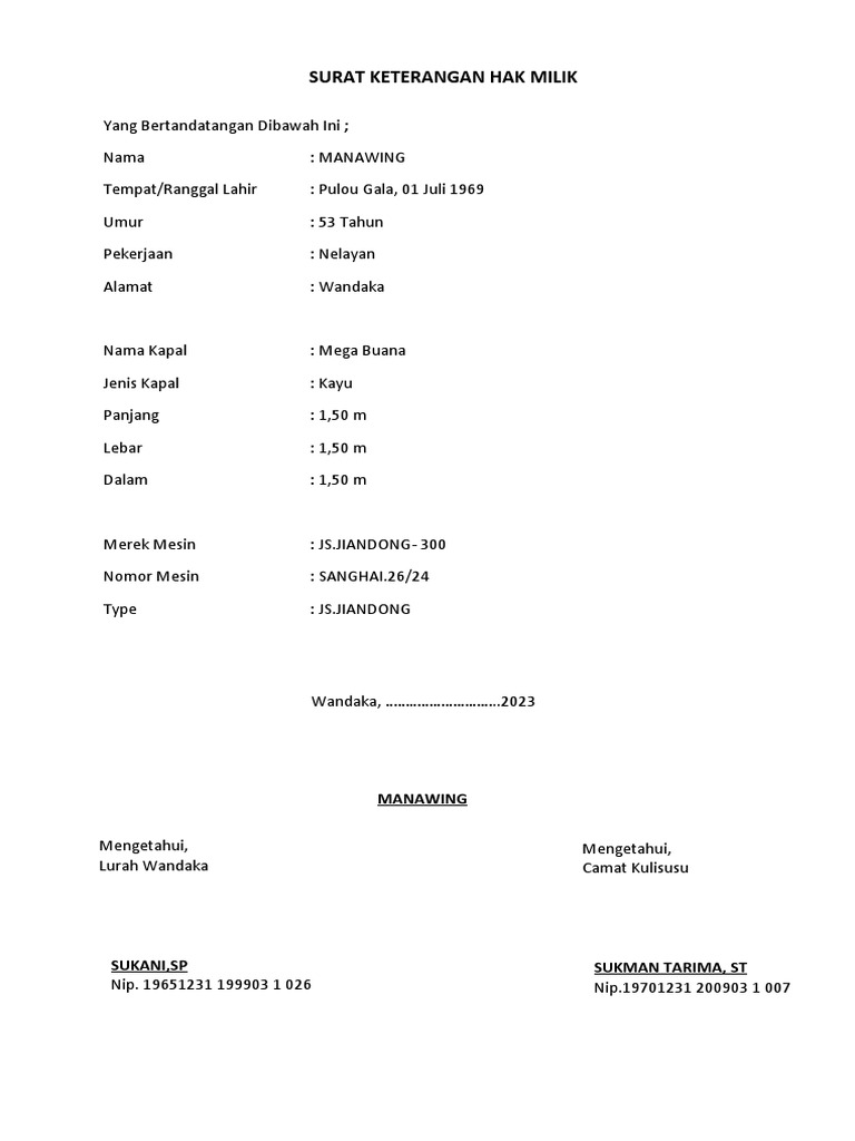 Surat Keterangan Hak Milik | PDF Surat Keterangan Hak Milik | PDF