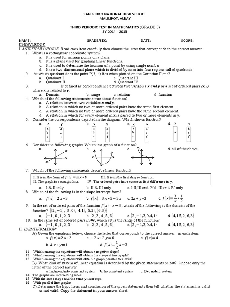Thirdptmath8 1415 Pdf Cartesian Coordinate System Function Mathematics