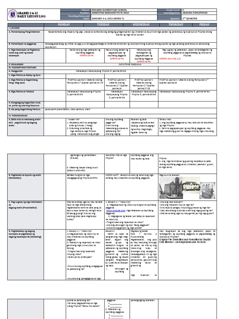 Digo - DLL - Ap 5 - Q2 - W7 | PDF