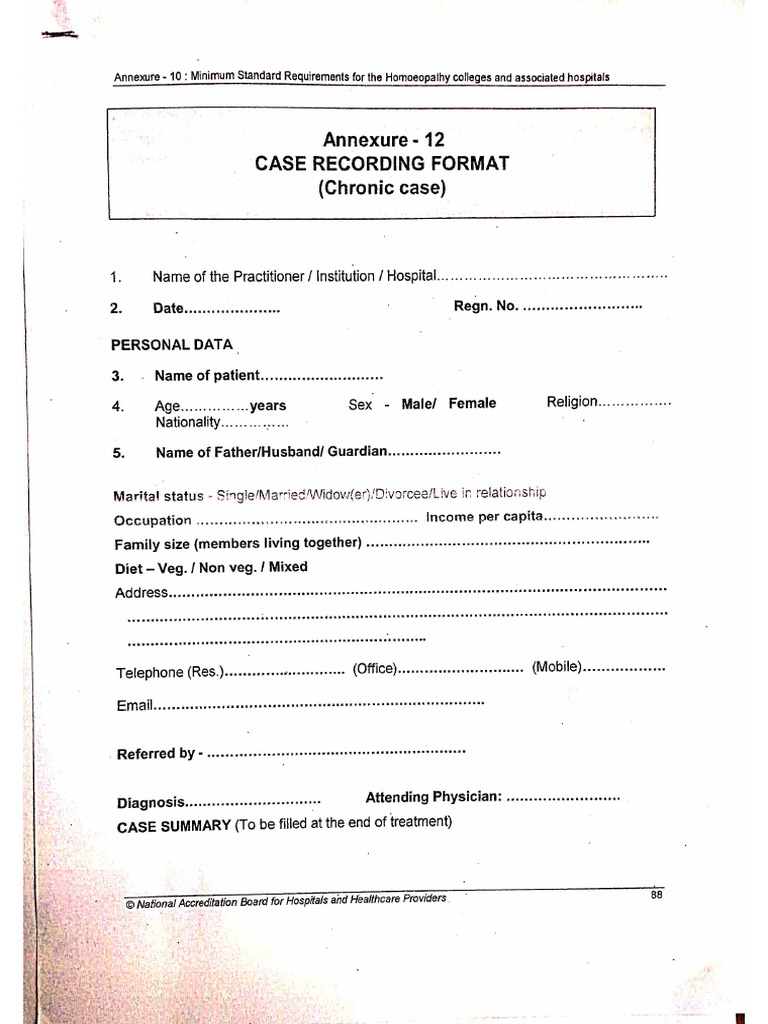 Chronic Case Formate | PDF