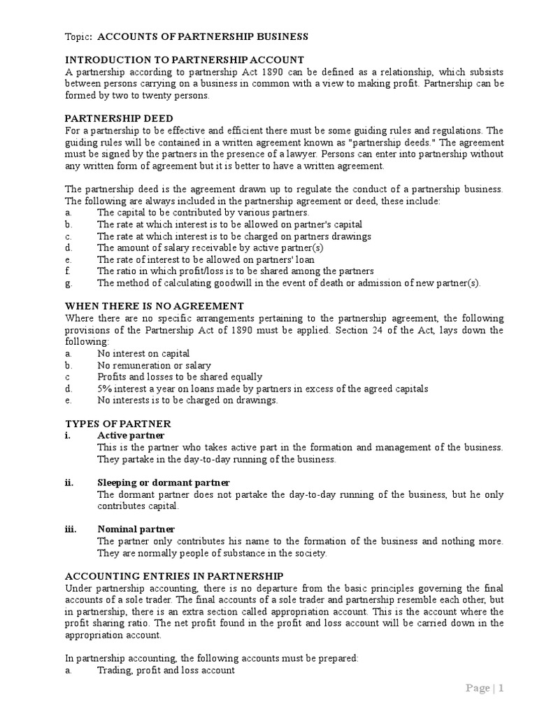 Accounting for Partnerships: An Overview of Key Concepts and Journal ...