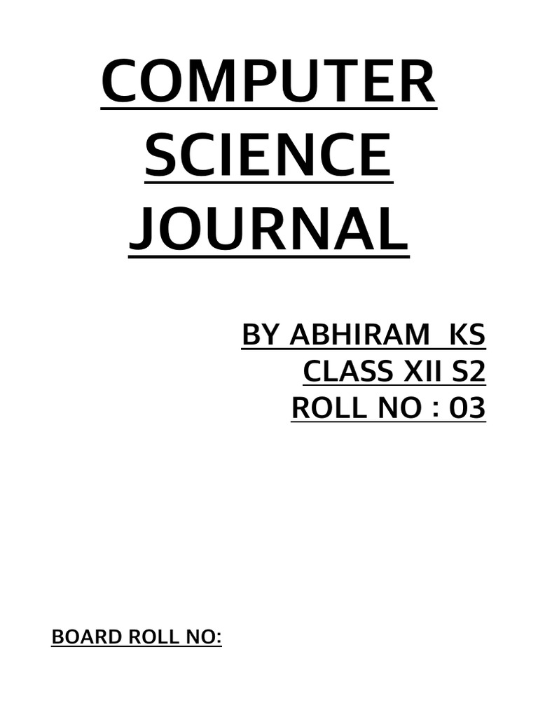 Computer Science Journal - A Collection of Python Programs | PDF ...