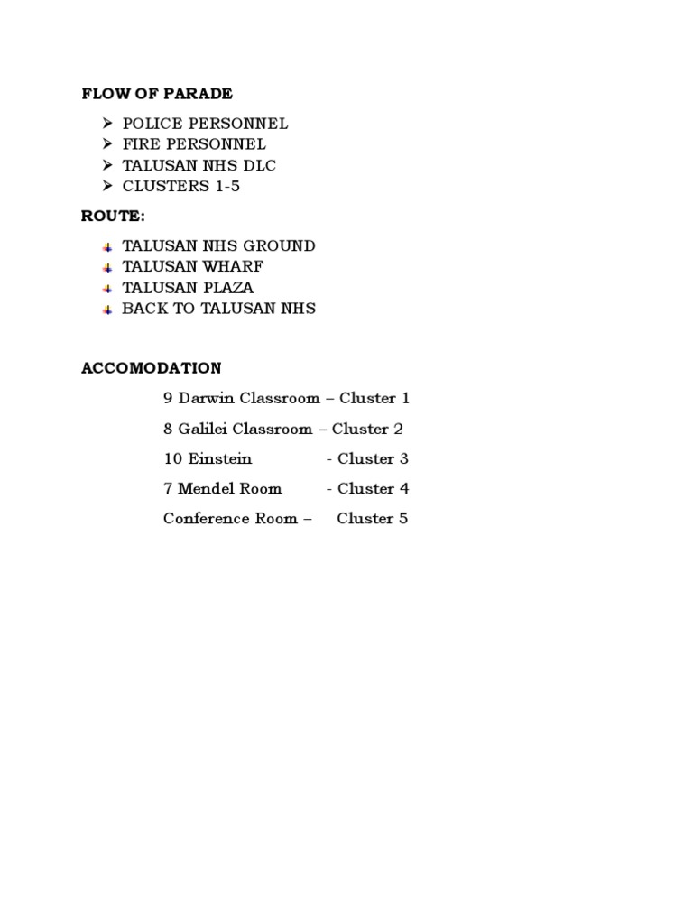 Talusan NHS Parade Flow and Routes | PDF | Art