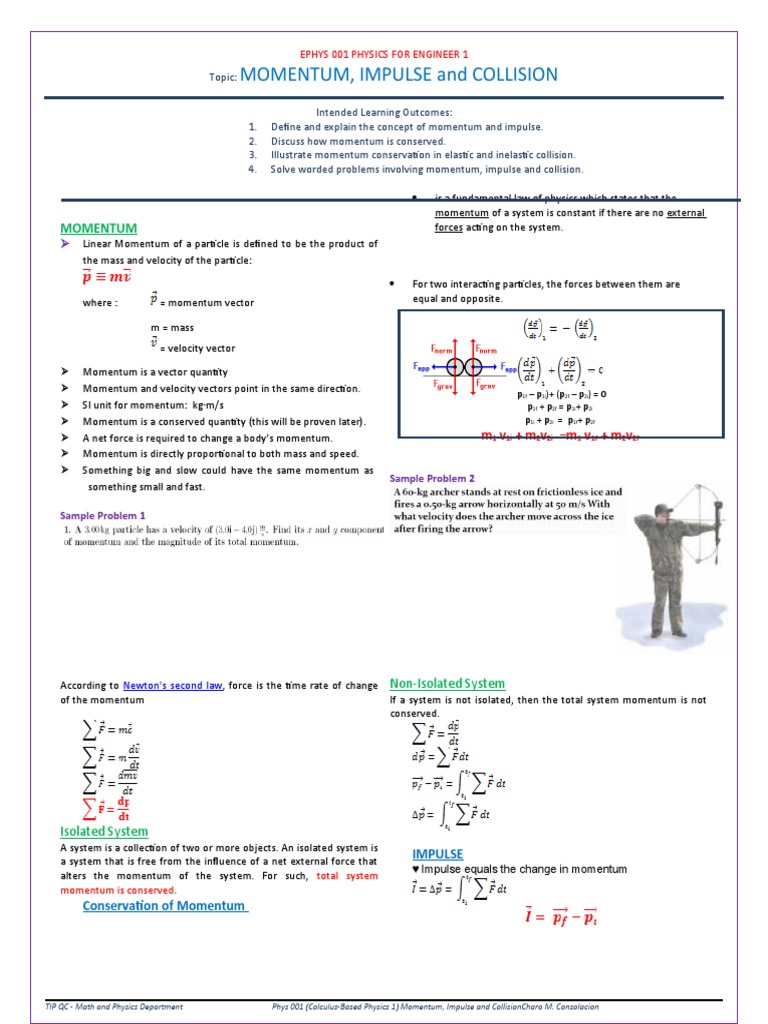 MOMENTUM, IMPULSE and COLLISION | PDF
