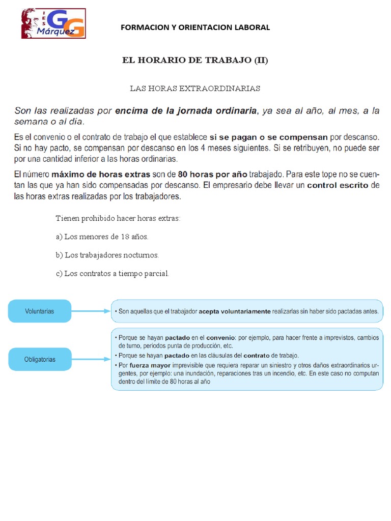 FOL 3-4 El Horario de Trabajo 2 | PDF | Tiempo extraordinario