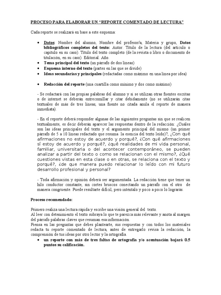 Cómo hacer un reporte de Lectura