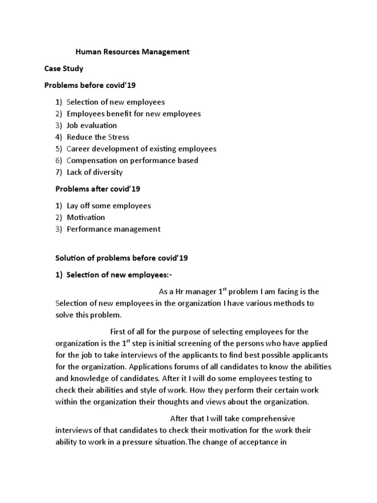 Case Study of HRM | PDF | Employment | Human Resource Management