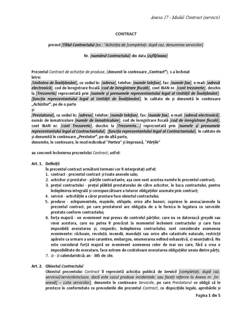 Anexa 17 Contract Servicii | PDF