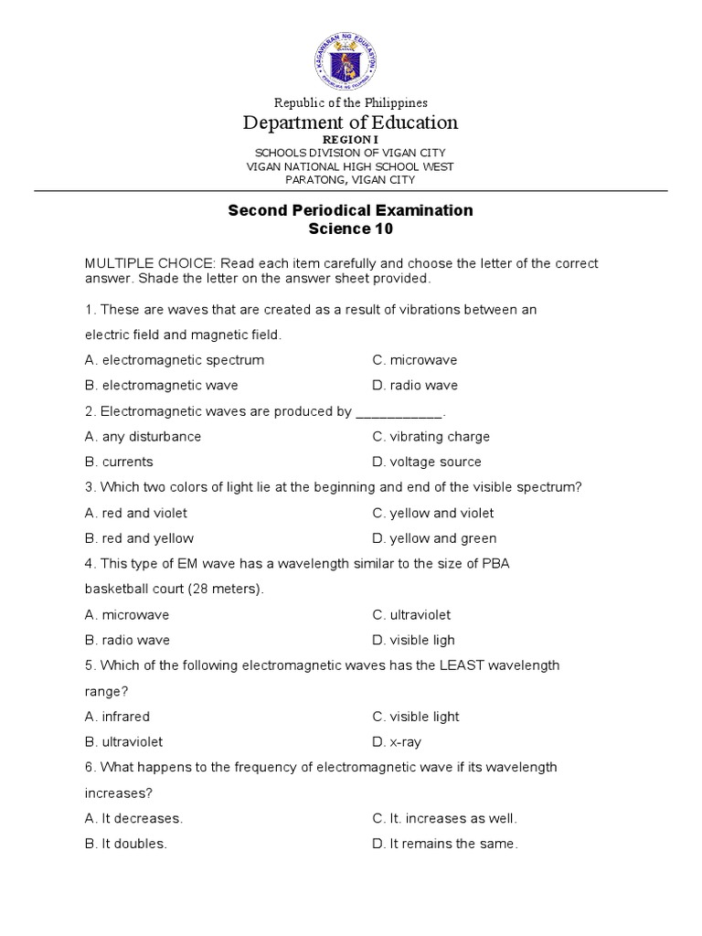 FINAL 2ND PERIODICAL EXAM SCIENCE 10 2K23 A4 Size | PDF ...