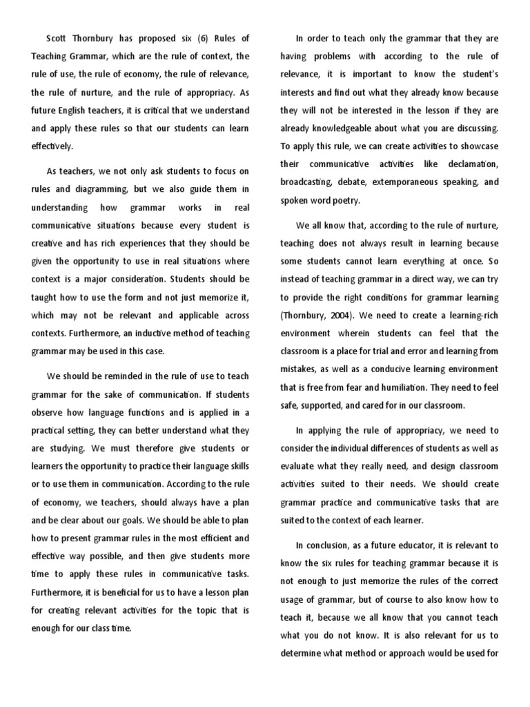 Reflection (Grammar) | PDF | Teaching Method | Learning