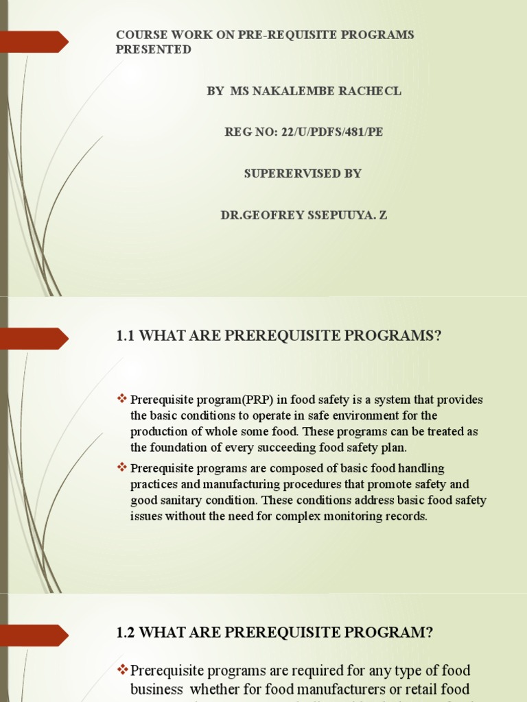 Course Work On Pre-Requisite Programs Presented - Final | PDF | Hazard ...