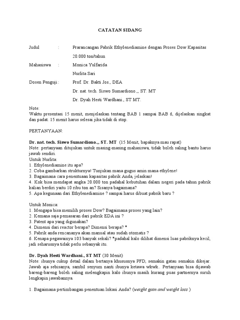 Catatan Sidang | PDF