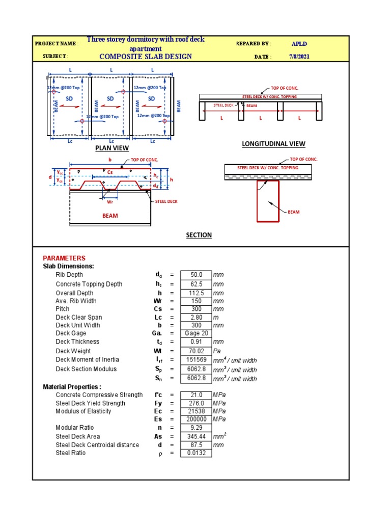 Composite Slab Design 01of02 | PDF | Beam (Structure) | Strength Of Materials