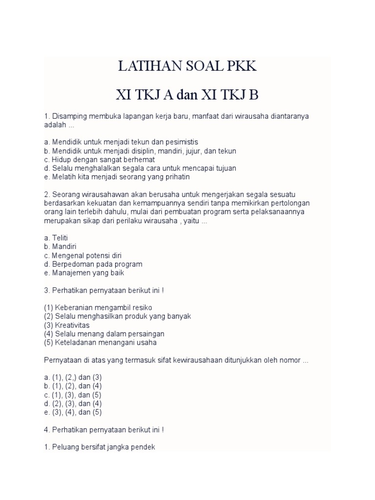 Latihan Soal PKK | PDF | Seni