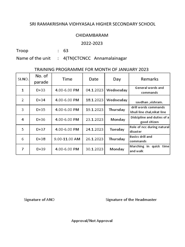 NCC Parade State JANUARY2022 REVISE | PDF