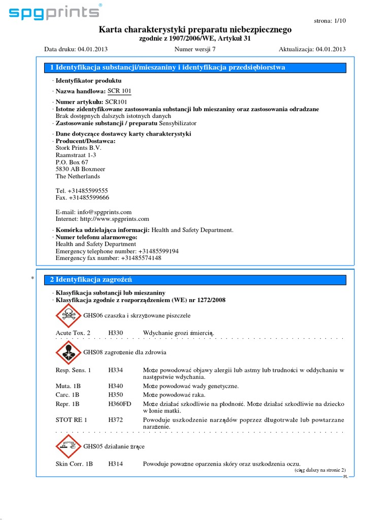 MSDS SCR 101 (PL) | PDF