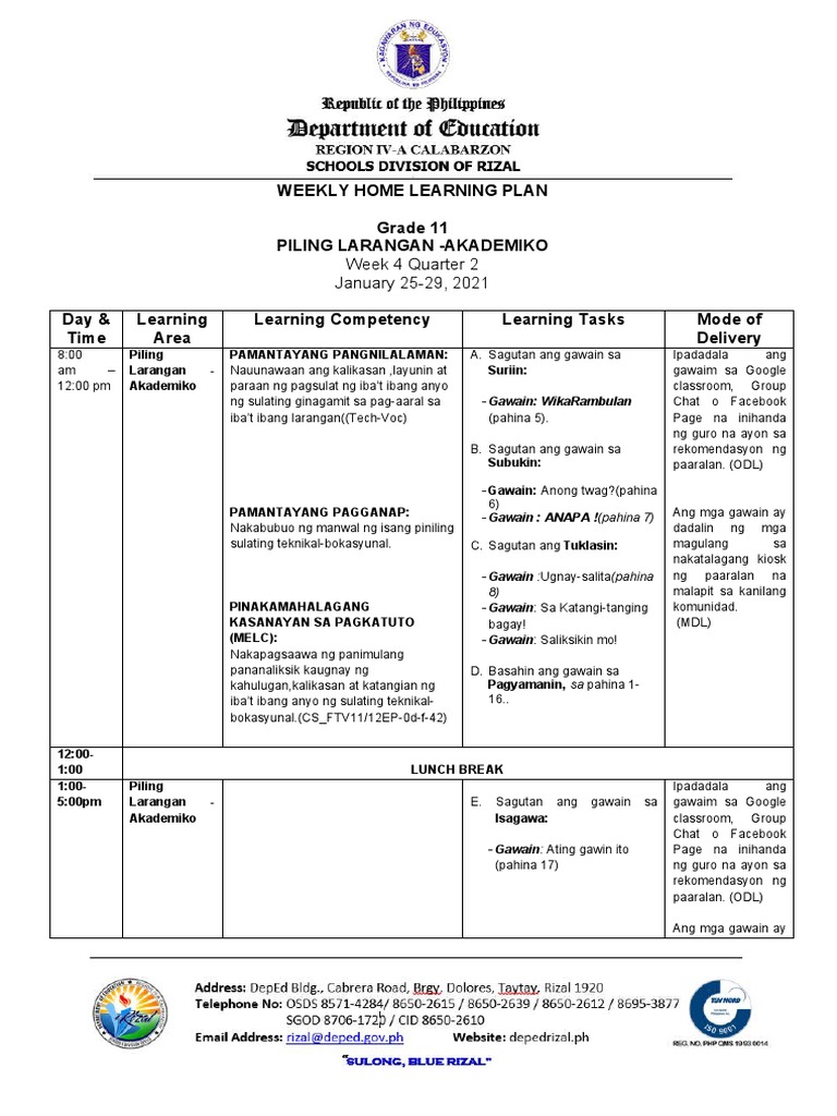 WHLP-WEEK 4-SA-PILING-LARANG-Tech-Voc | PDF