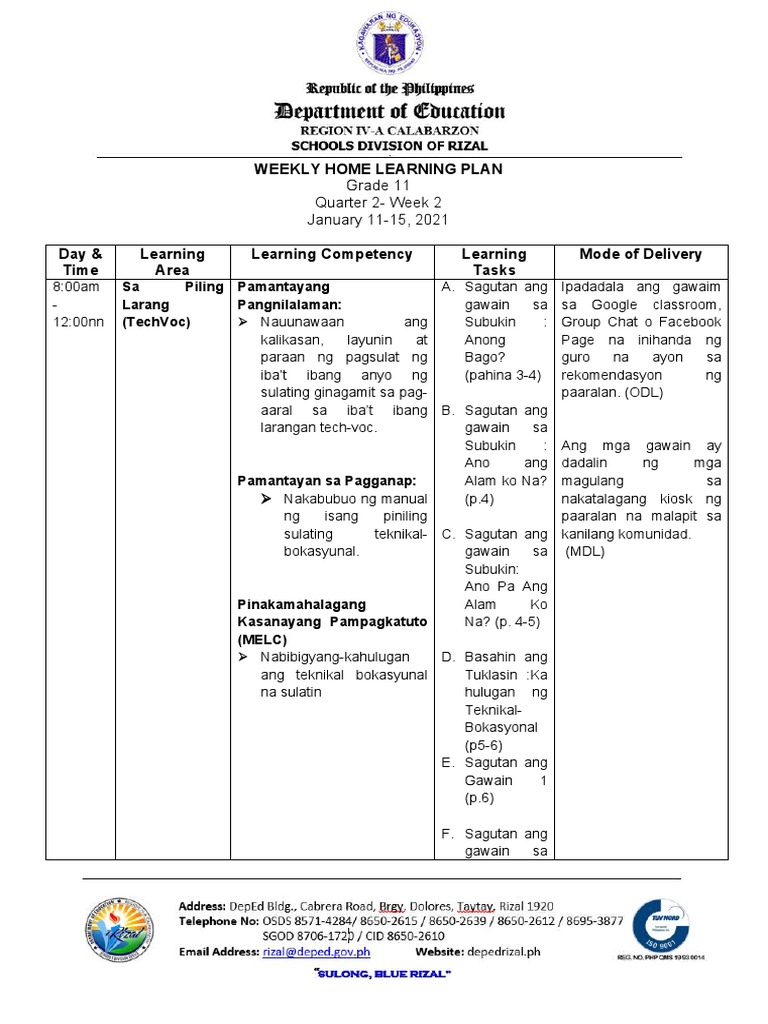 WHLP-WEEK 4-SA-PILING-LARANG-Tech-Voc | PDF