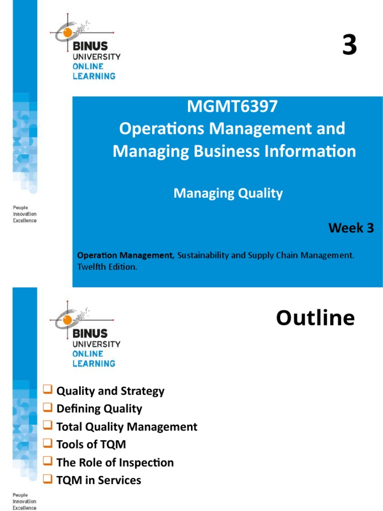 Revisi PPT3-Managing Quality | PDF | Benchmarking | Lean Manufacturing