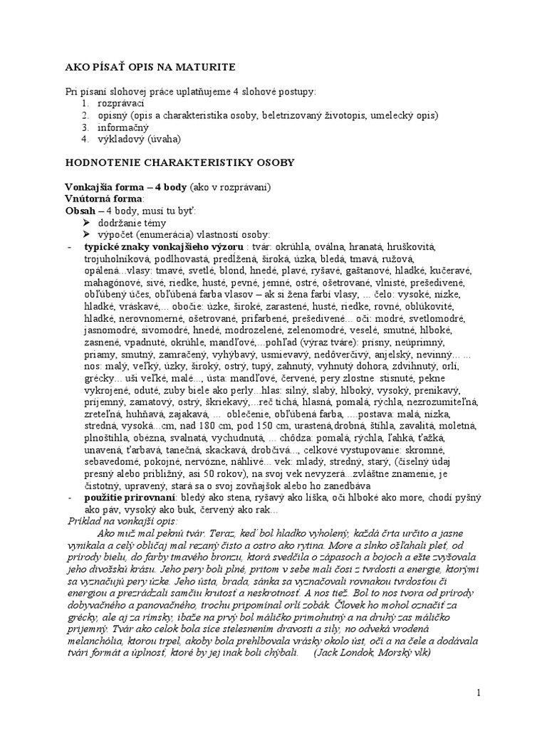 AKO PISAT Charakteristuku NA MATURITE | PDF