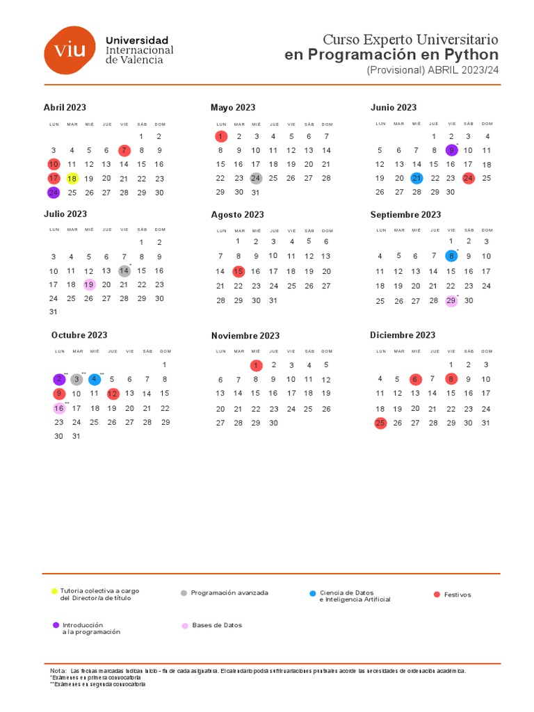 Calendario CE Programación Python | PDF