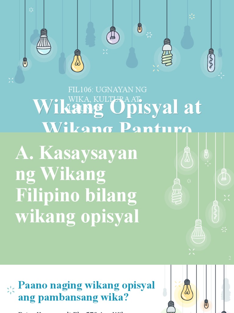 Wikang Opisyal at Wikang Panturo | PDF