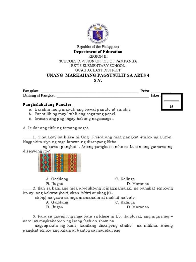 Arts 1st Grading | PDF