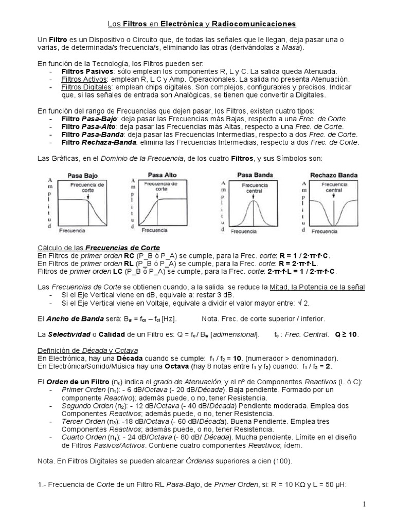 Los Filtros en Electronica | PDF | Filtro electronico | Tecnología de ...