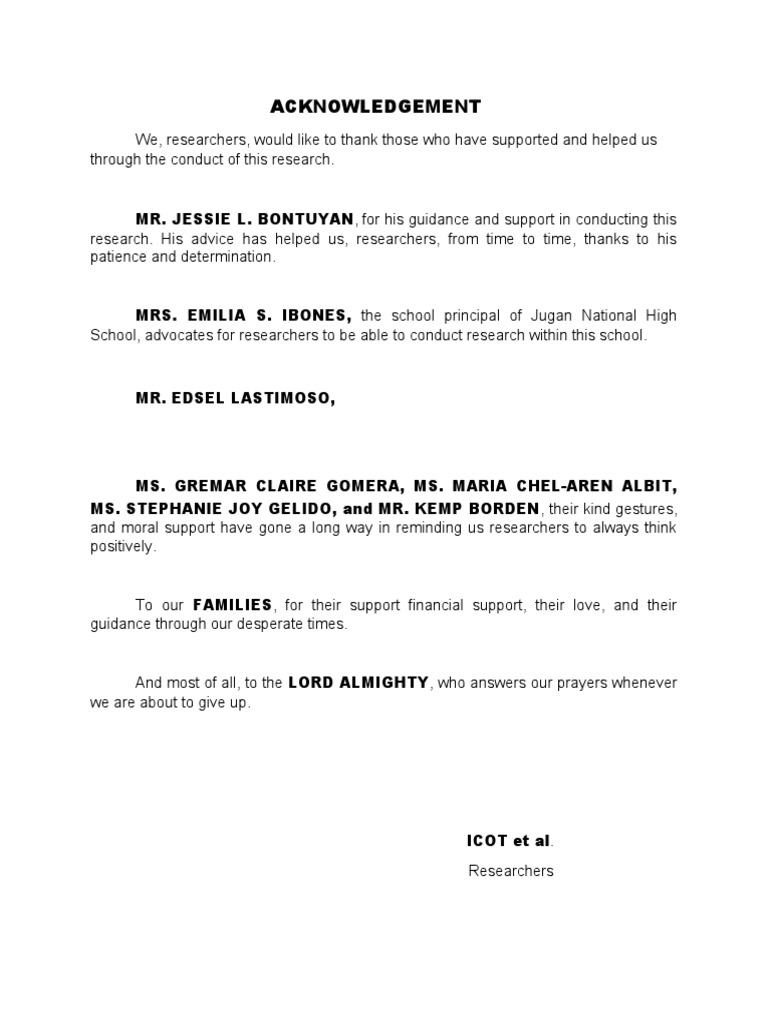 Acknowledgement | PDF | Behavior | Behavioural Sciences