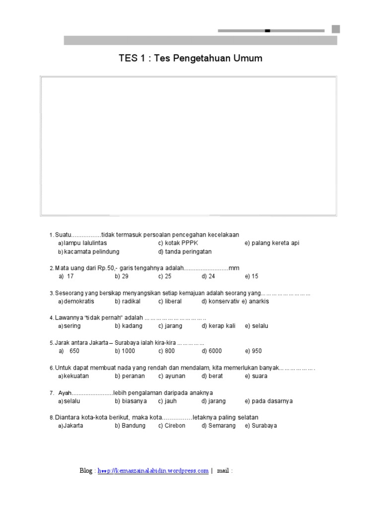 Latihan Psikotes Ist Tes Intelegensipdf | PDF